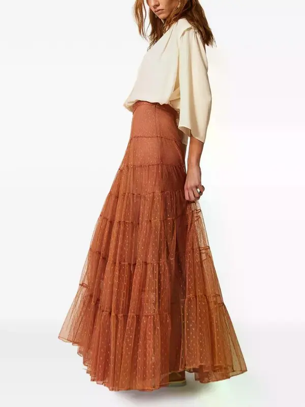 TWINSET Tiered Tulle Maxi Skirt