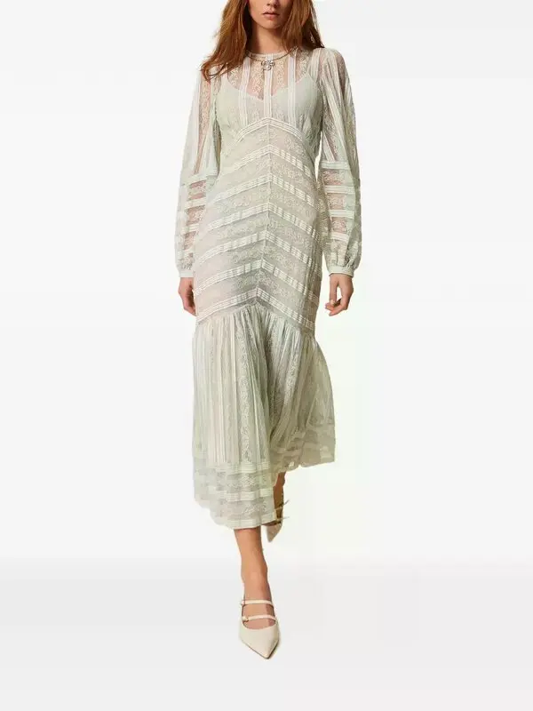 TWINSET Striped Lace Midi Dress