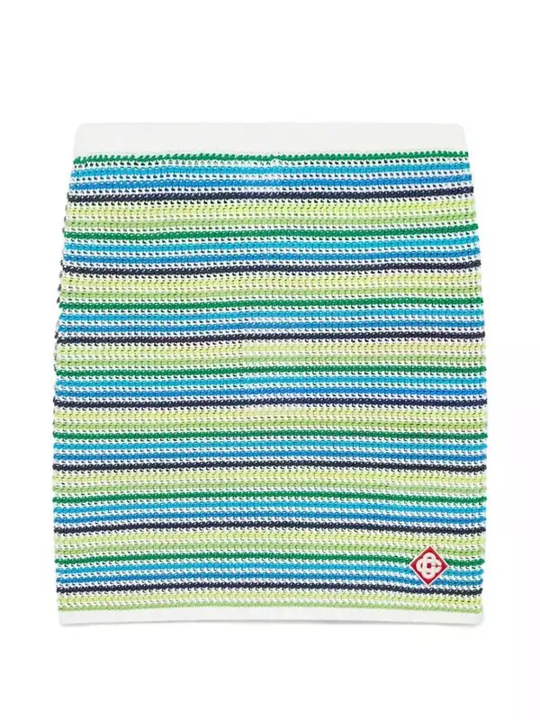 Casablanca Striped Mini Skirt - Green