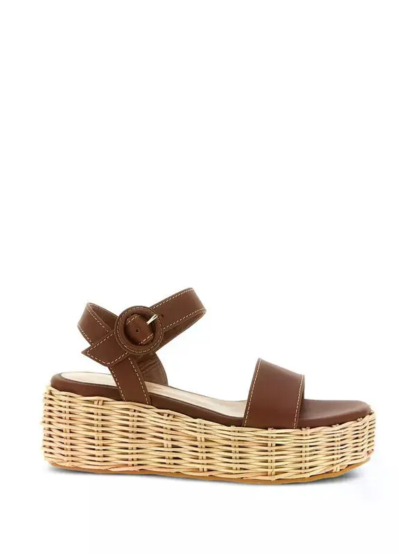 GIANVITO ROSSI Cestino Leather Wedge Sandals