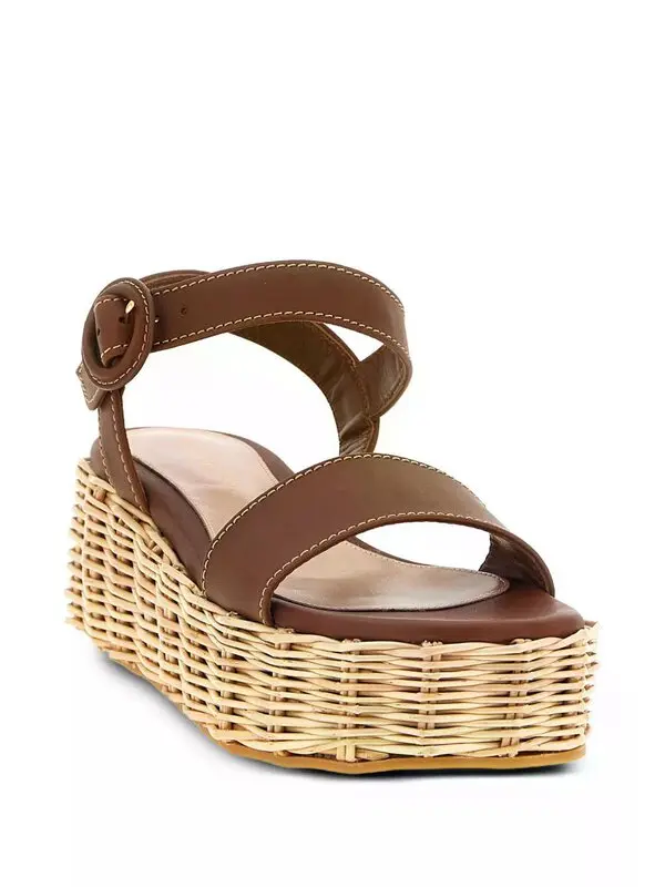 GIANVITO ROSSI Cestino Leather Wedge Sandals