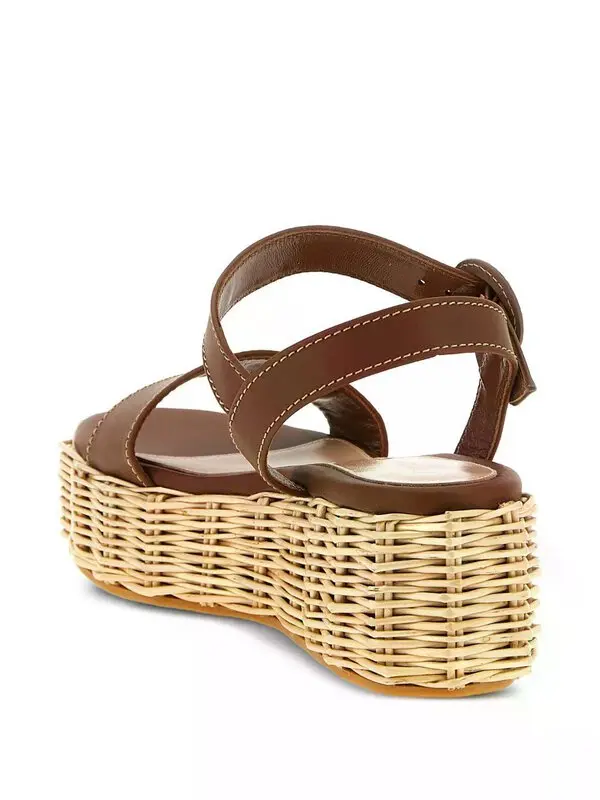 GIANVITO ROSSI Cestino Leather Wedge Sandals
