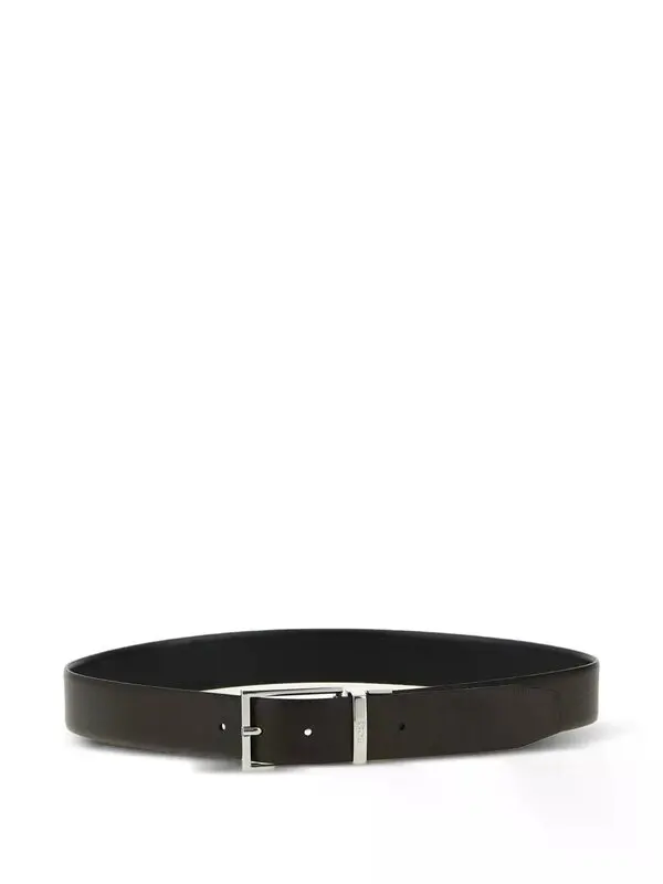 BOSS Reversible Italian Leather Belt With Two Textures - Brown