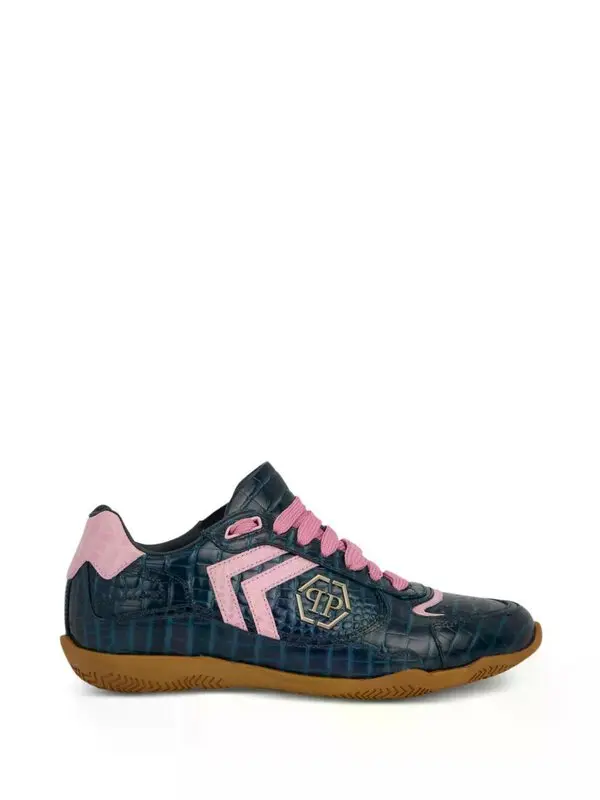 Philipp Plein Pit-stop Croc-effect Low-top Sneakers - Blue