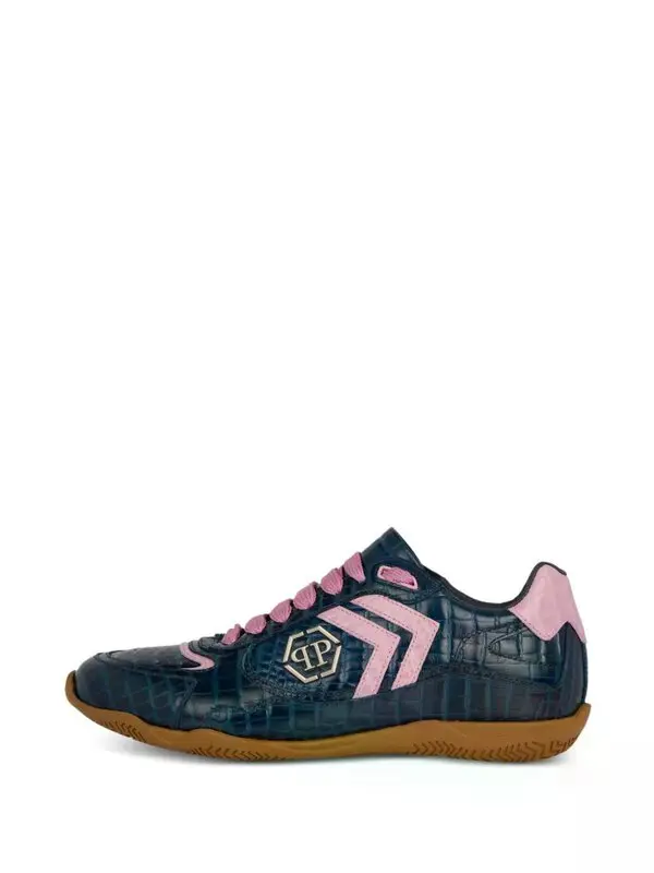 Philipp Plein Pit-stop Croc-effect Low-top Sneakers - Blue