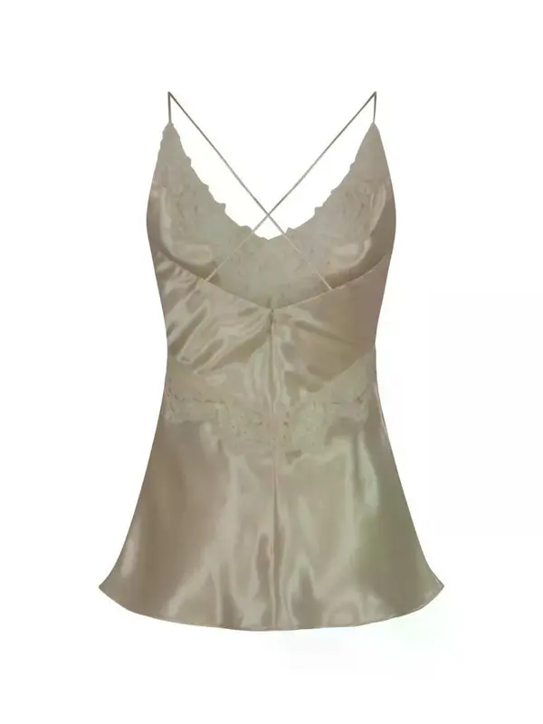 Alberta Ferretti Lace-trim Cross-back Top