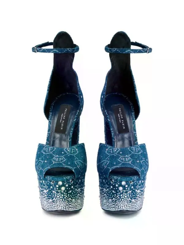 Philipp Plein Monogram Rhinestone Platform Sandals