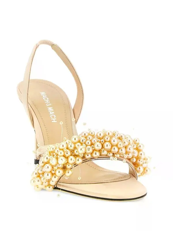 Mach & Mach Embellished Pearl High Heel Sandals - Neutrals