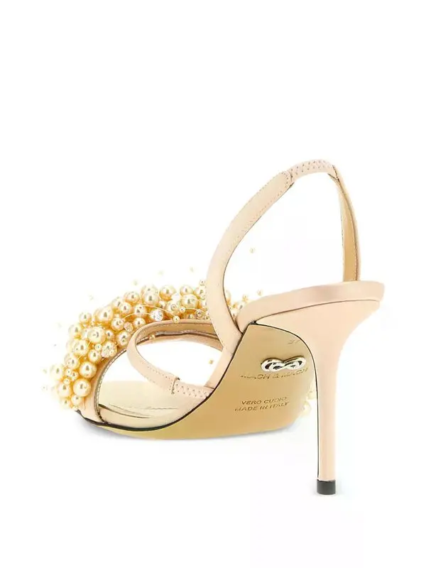 Mach & Mach Embellished Pearl High Heel Sandals - Neutrals