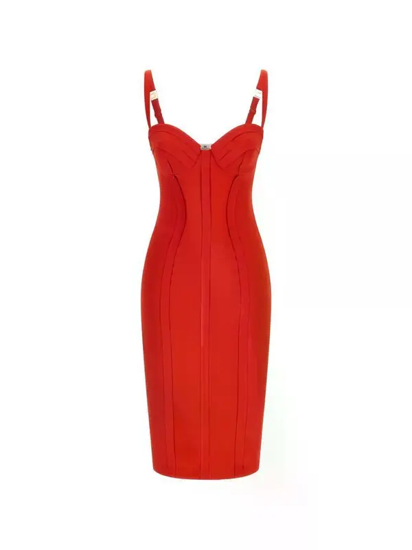 Elisabetta Franchi Bustier Midi Dress - Red