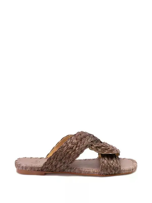CastaÑer Padme Braided Raffia Flat Sandals