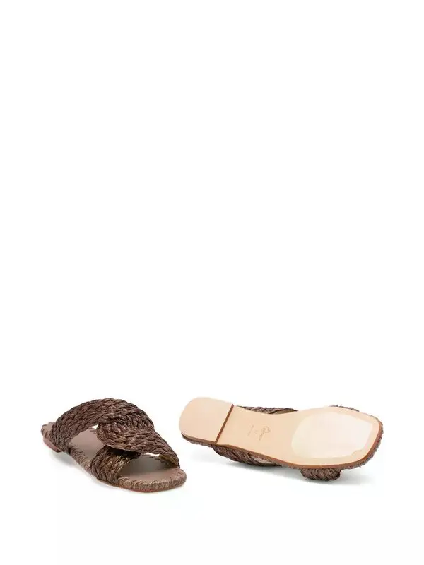 CastaÑer Padme Braided Raffia Flat Sandals