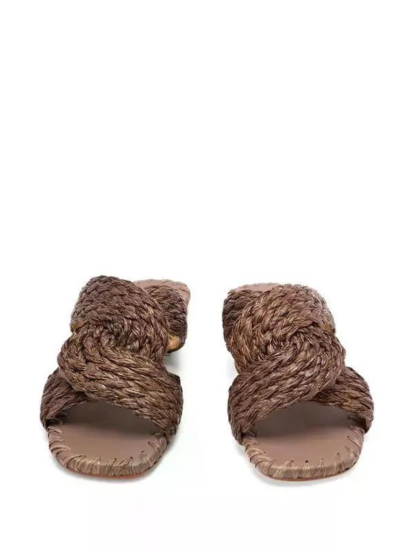 CastaÑer Padme Braided Raffia Flat Sandals