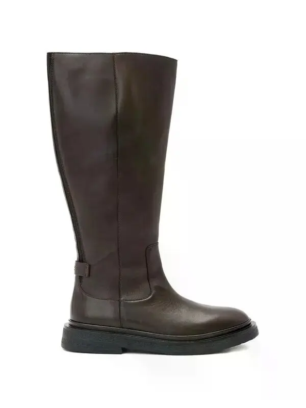 ALLSAINTS Escher Zip Logo-strap Knee-high Boots - Brown