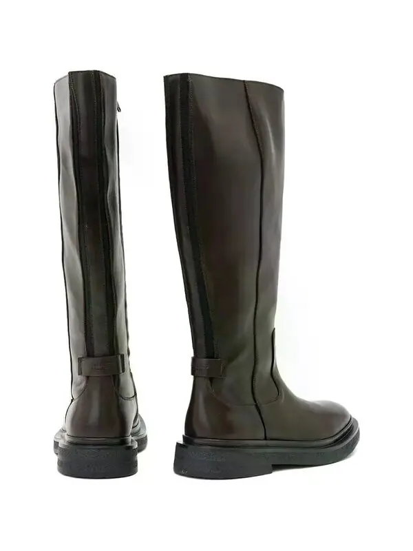 ALLSAINTS Escher Zip Logo-strap Knee-high Boots - Brown