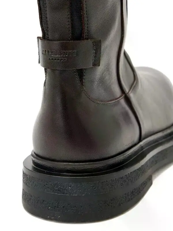 ALLSAINTS Escher Zip Logo-strap Knee-high Boots - Brown