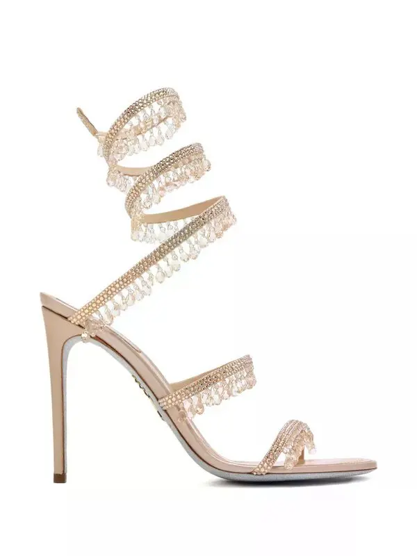Rene Caovilla Crystal-embellished Heeled Sandals - Neutrals