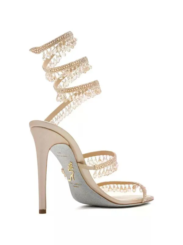 Rene Caovilla Crystal-embellished Heeled Sandals - Neutrals
