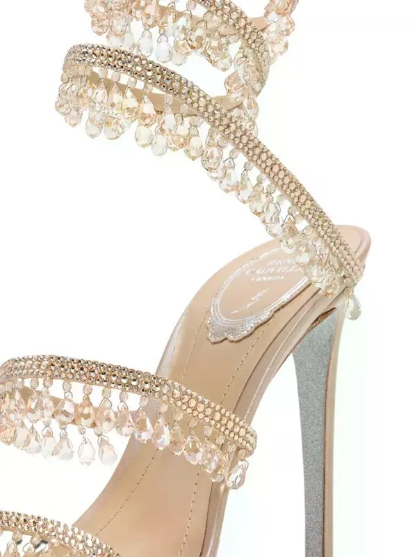 Rene Caovilla Crystal-embellished Heeled Sandals - Neutrals