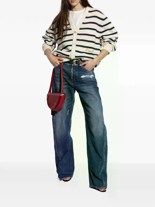 Dsquared2 Striped Embroidered Cardigan