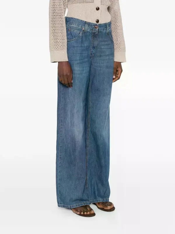 Brunello Cucinelli Embellished-detail Wide-leg Jeans