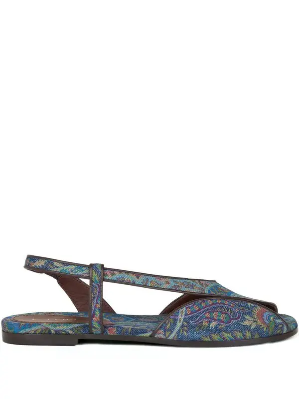 Etro Low Jacquard Denim Sandals