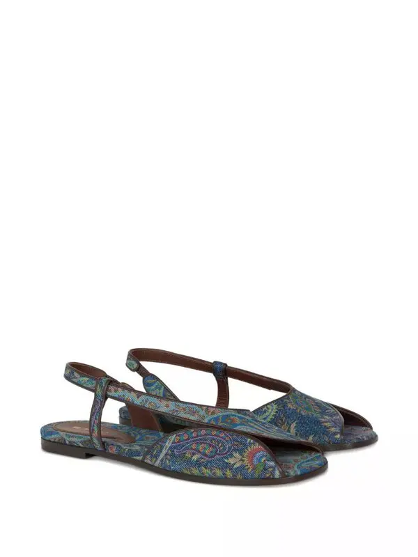 Etro Low Jacquard Denim Sandals