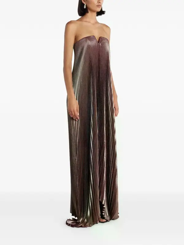 L'IDEE Pleated Maxi Dress - Brown