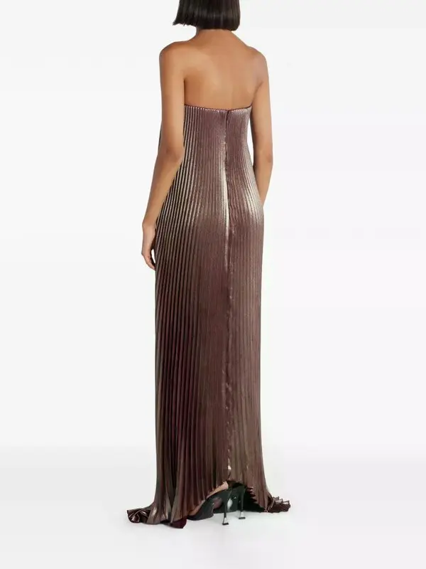 L'IDEE Pleated Maxi Dress - Brown
