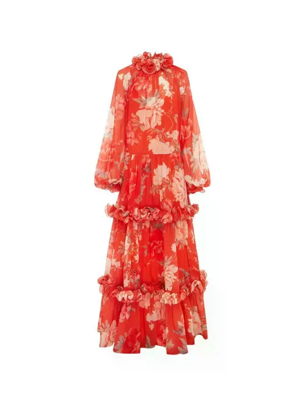 LEO LIN Angela Ruffled Floral Maxi Dress