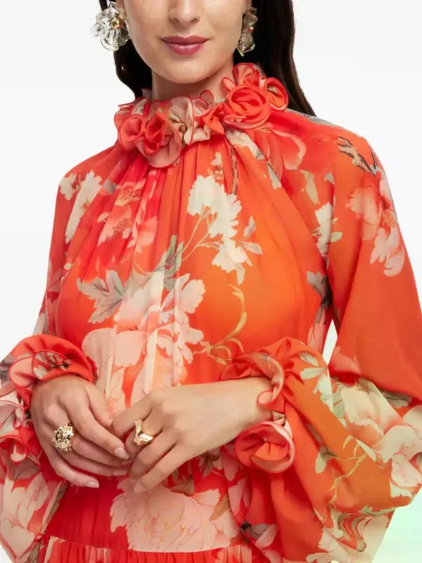 LEO LIN Angela Ruffled Floral Maxi Dress