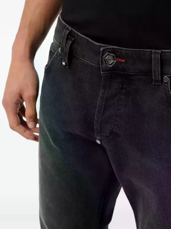 Philipp Plein Super Straight Cut Jeans With Paint Detail