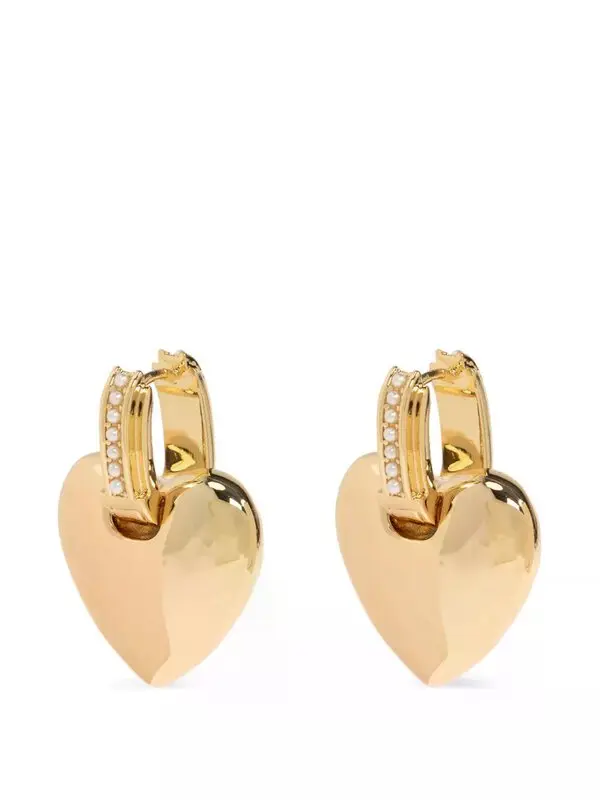 COACH Heart Pendant Hoop Earrings