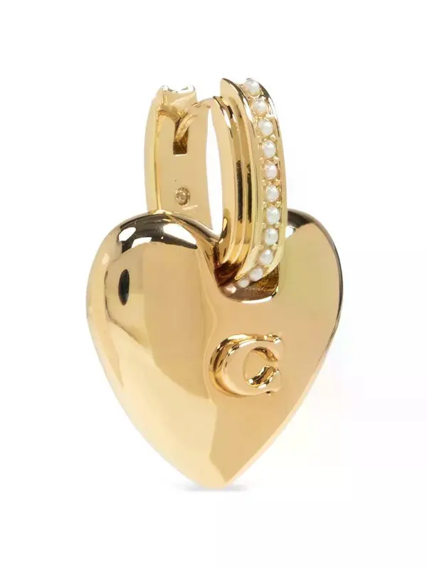 COACH Heart Pendant Hoop Earrings