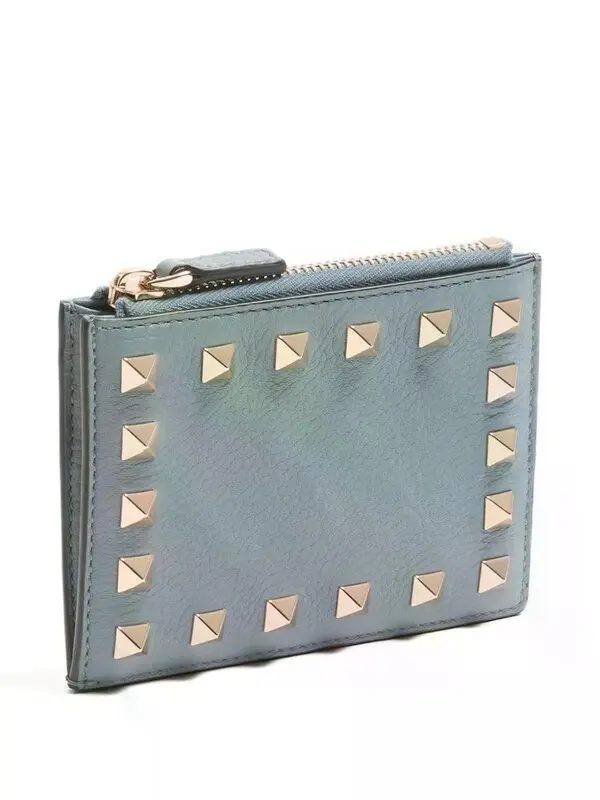 Valentino Garavani Rockstud Grained-leather Card Holder - Blue