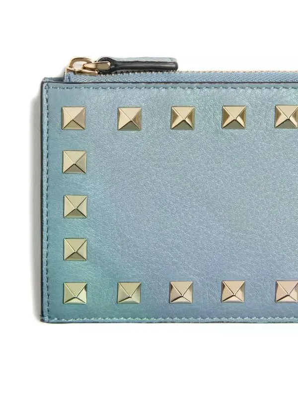 Valentino Garavani Rockstud Grained-leather Card Holder - Blue