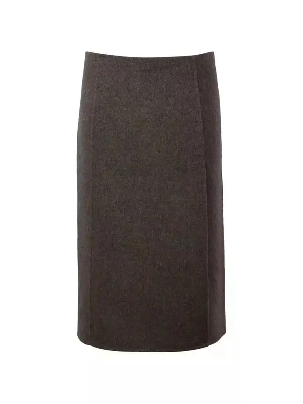 P.a.r.o.s.h Wool Midi Pencil Skirt - Brown