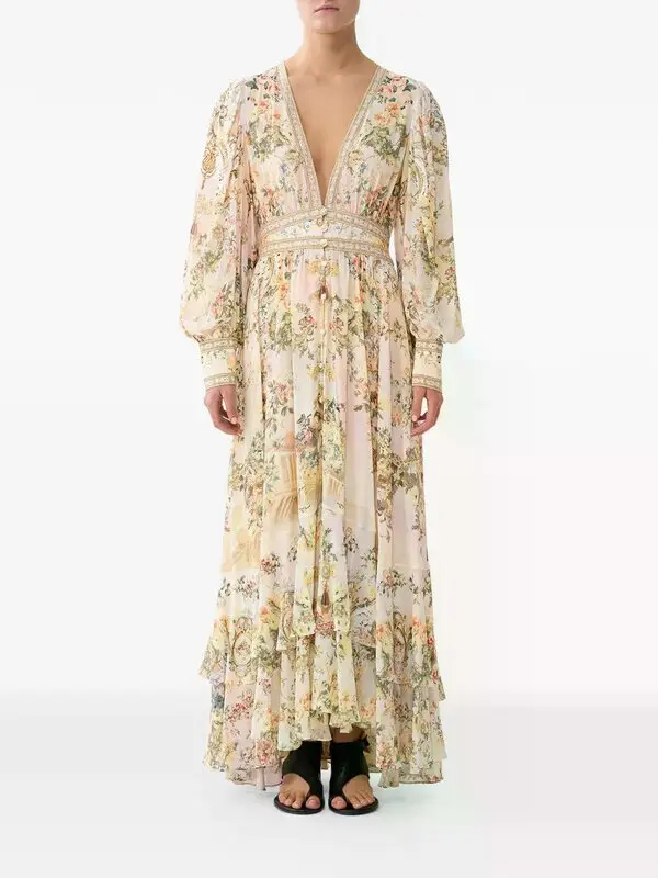 Camilla Buttoned Floral-print Maxi Dress
