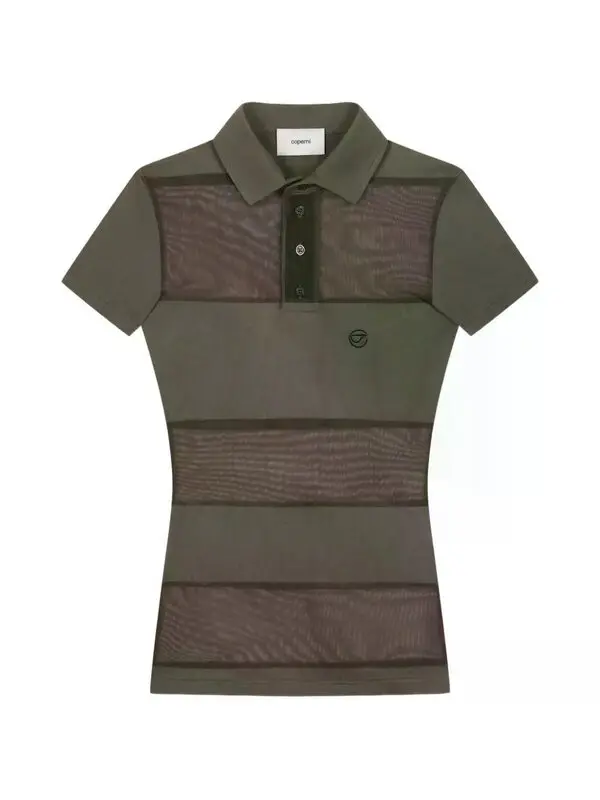 Coperni Sheer Striped Button Polo Shirt