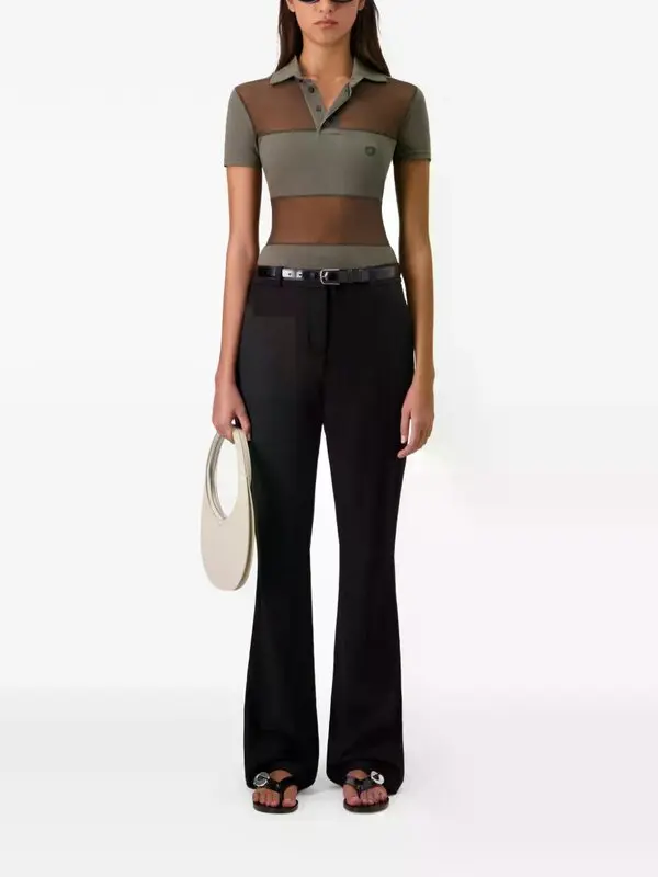 Coperni Sheer Striped Button Polo Shirt