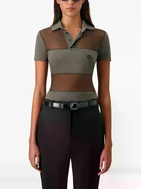 Coperni Sheer Striped Button Polo Shirt