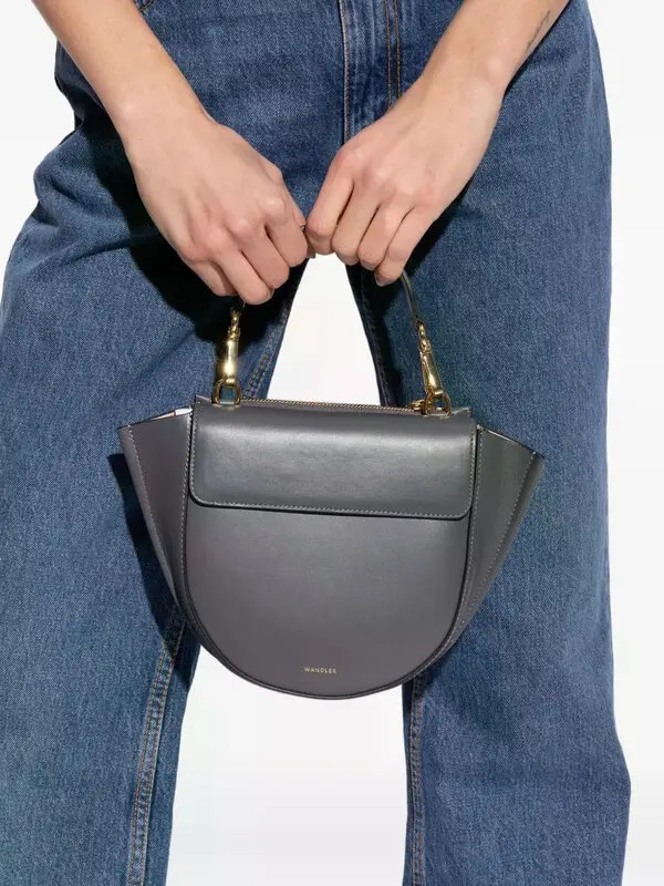WANDLER Mini Hortensia Flap Top Handle Tote - Grey