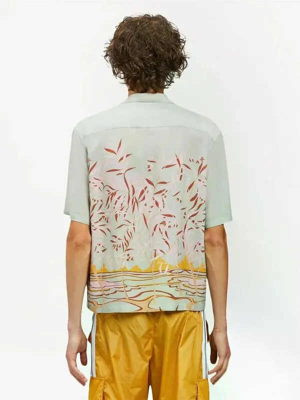 Palm Angels Lagoon-print Short-sleeved Shirt - Green