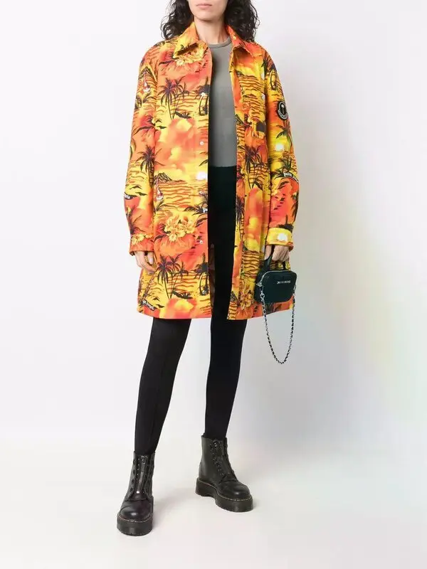 Palm Angels X Moncler Tropical-print Padded Coat