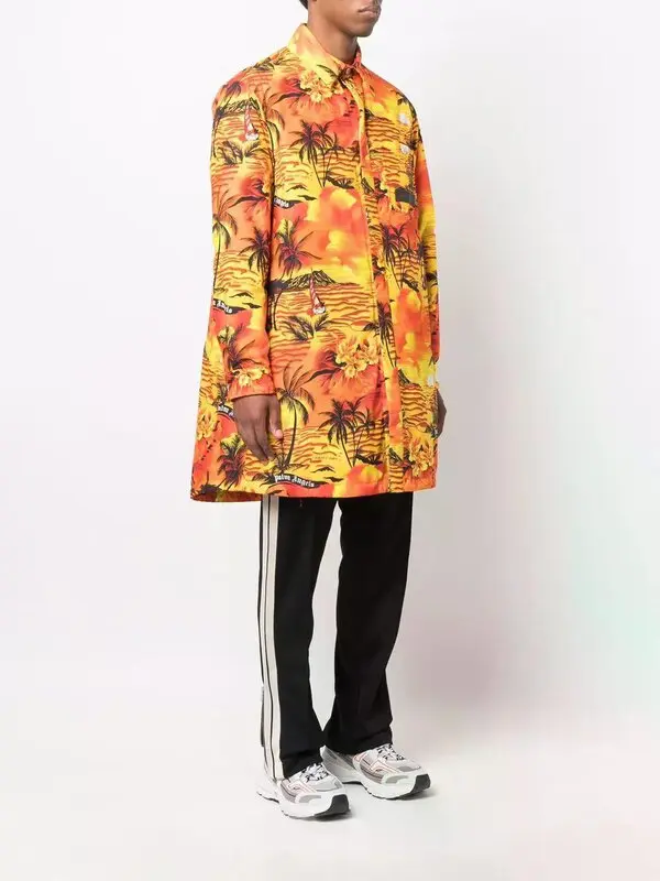 Palm Angels X Moncler Tropical-print Padded Coat