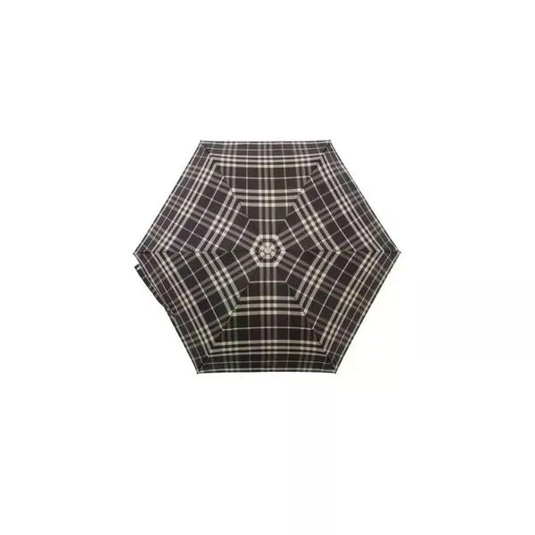 Burberry Check Pattern Umbrella With Wooden Handle - Black