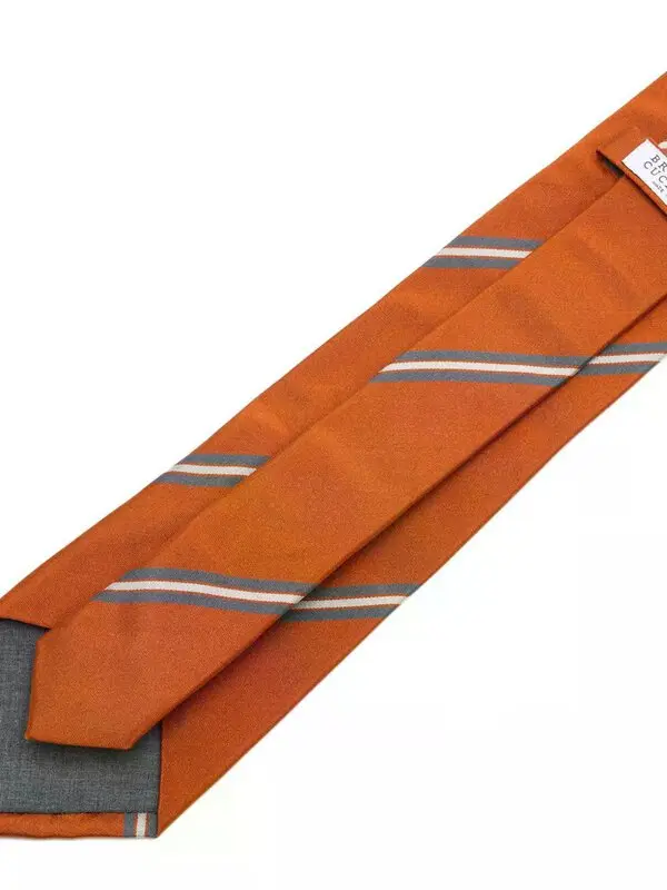 Brunello Cucinelli Striped Neck Tie - Orange