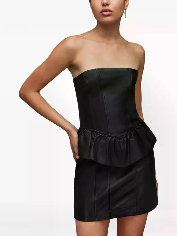 ALLSAINTS Cassie Ruffled-trim Strapless Mini Dress - Black