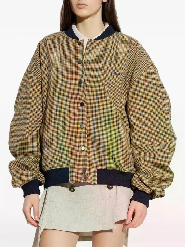 GESTUZ Check-pattern Bomber Jacket
