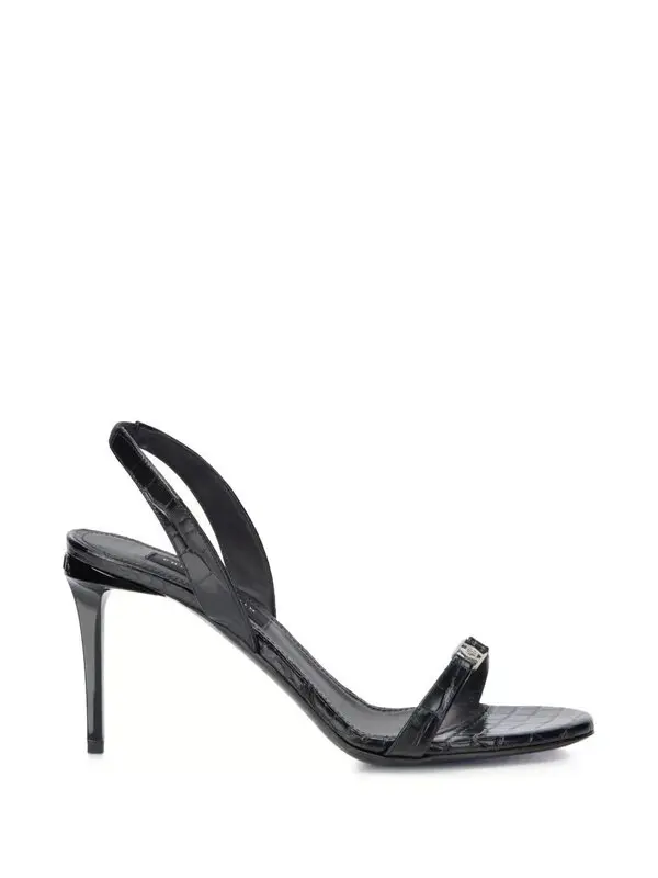 Philipp Plein Croco-print Hexagon-logo Sandals - Black